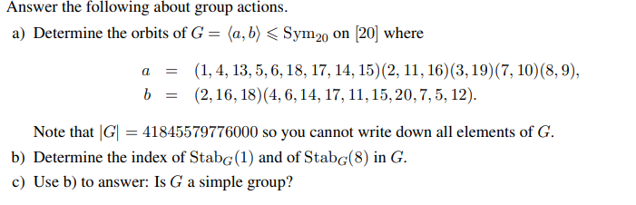 Answer the following about group actions.a) | Chegg.com