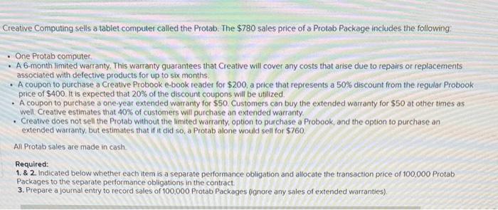 Solved Creative Computing sells a tablet computer called the | Chegg.com