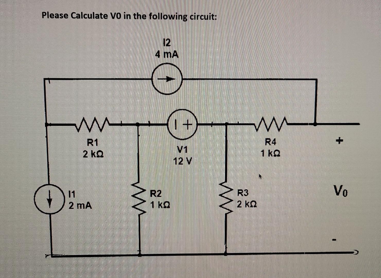 Solved Please Calculate vo in the following circuit: | Chegg.com