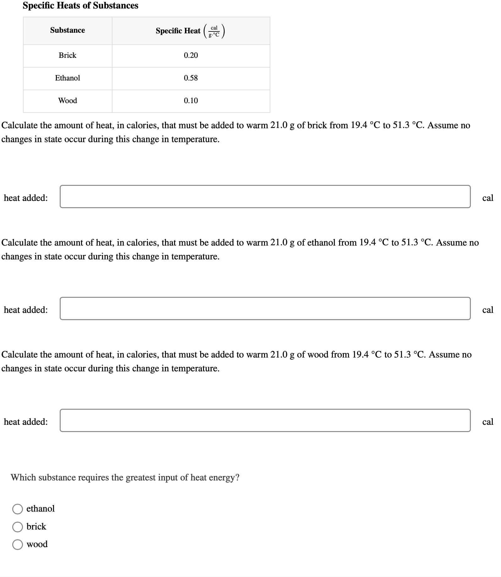 Solved Calculate the amount of heat, in calories, that must | Chegg.com