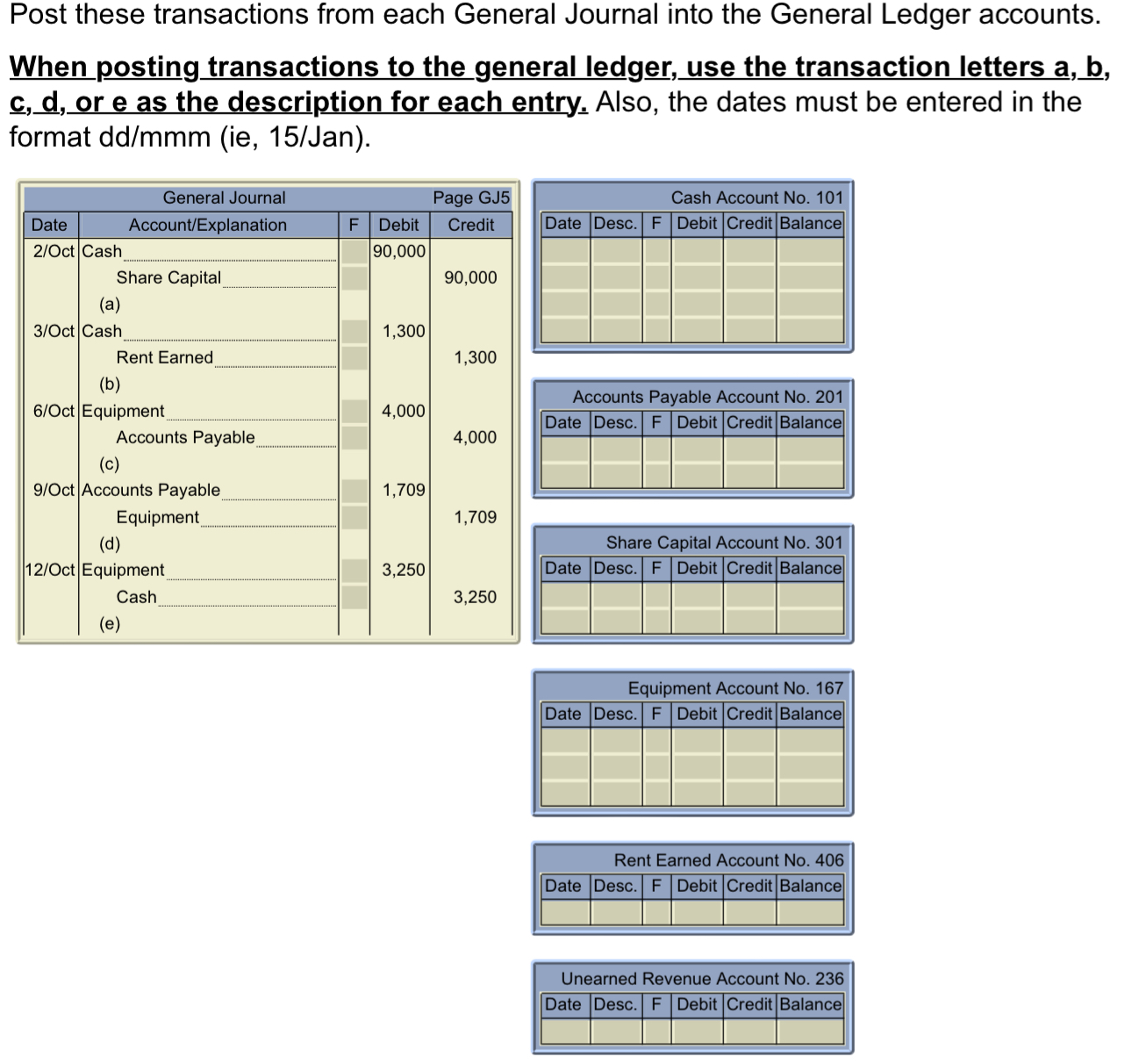 Solved Post these transactions from each General Journal | Chegg.com