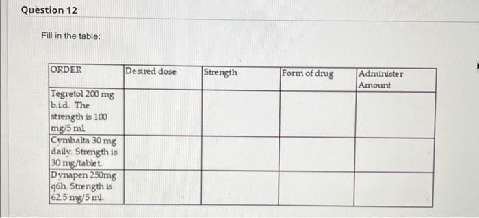 Fill in the table: | Chegg.com