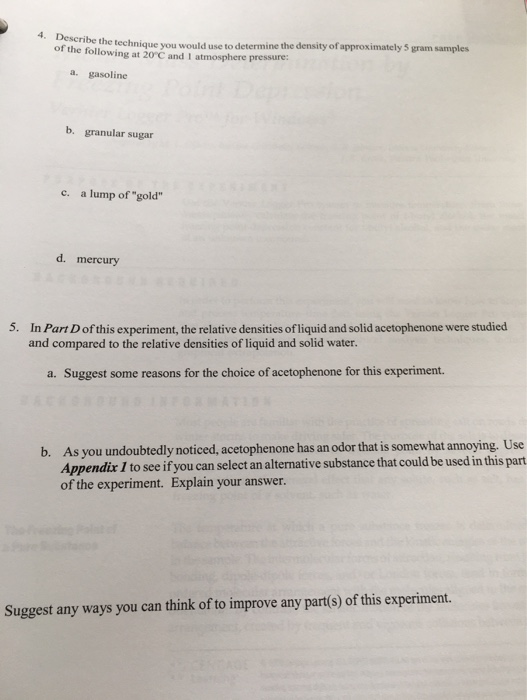 Solved Postlaboratory Problems - Experiment 4 - Density. | Chegg.com