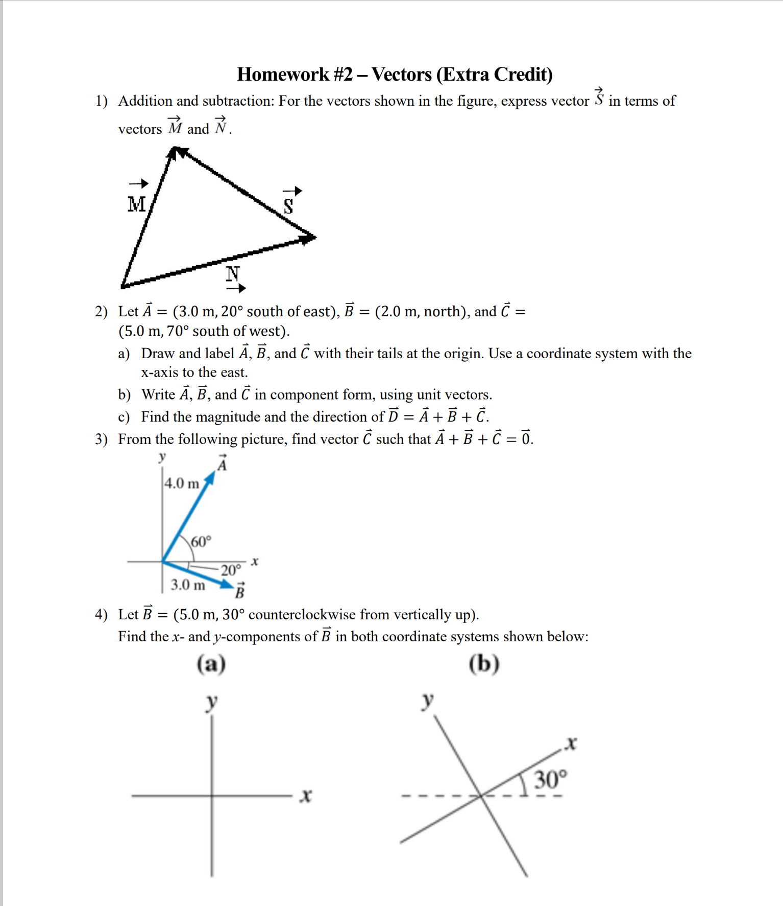 Solved Homework #2 - ﻿Vectors (Extra Credit)Addition and | Chegg.com