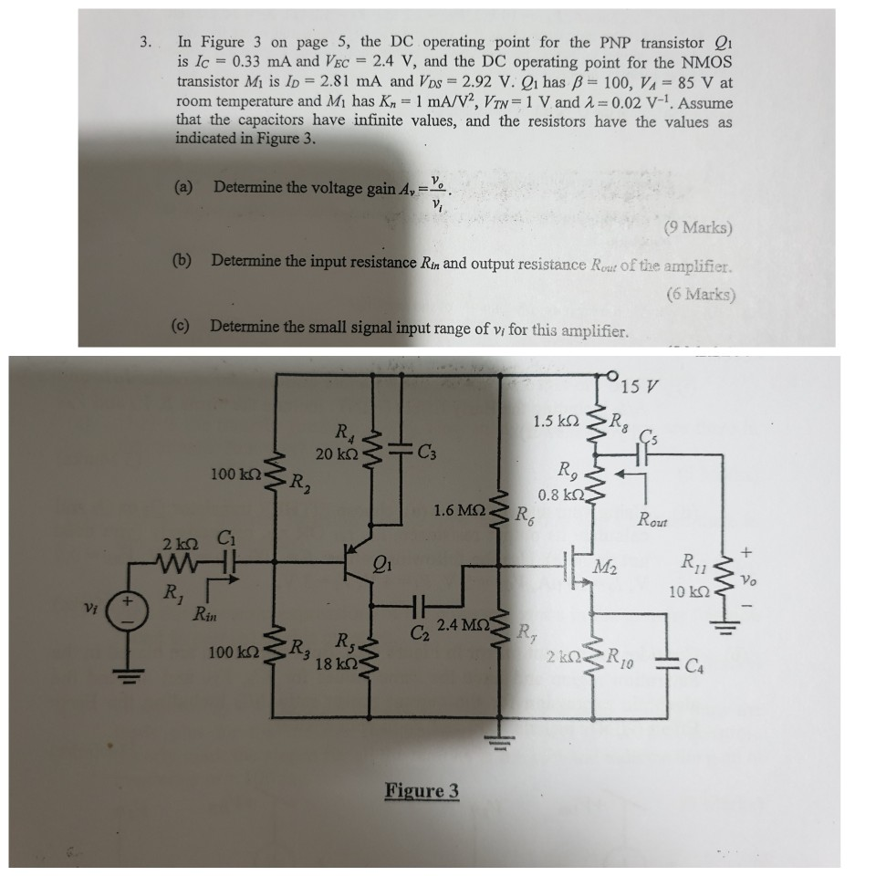 Solved 3. In Figure 3 on page 5, the DC operating point for | Chegg.com