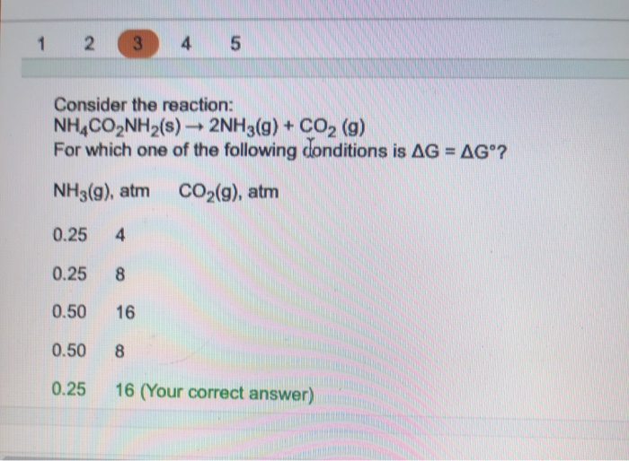 Solved 2 3 4 Consider the reaction: NH4CO2NH2(s) — 2NH3(g) + | Chegg.com