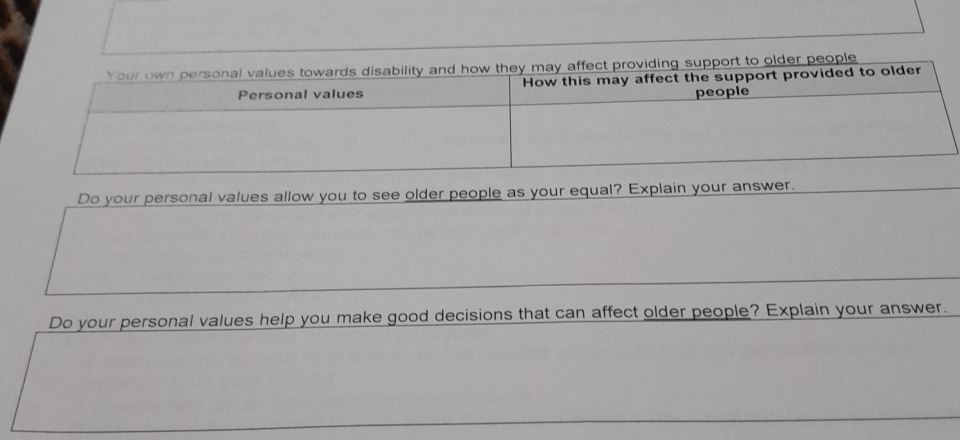 Solved Your own personal values towards disability and how | Chegg.com