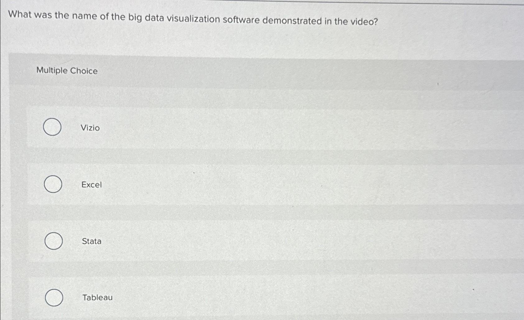 Solved What was the name of the big data visualization | Chegg.com