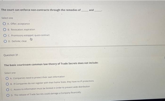 The court can enforce non-contracts through the | Chegg.com