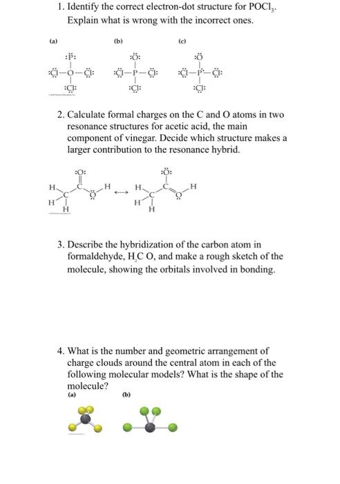 Solved 1. Identify the correct electron-dot structure for | Chegg.com