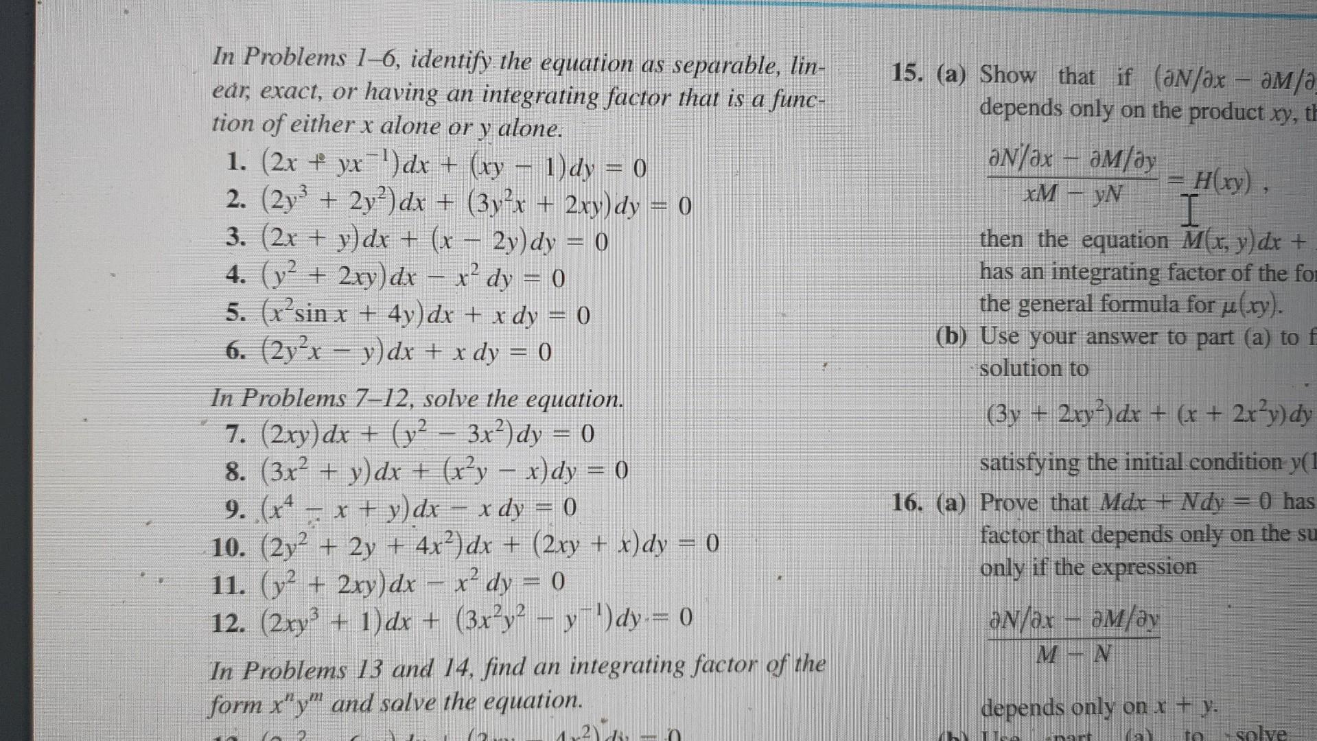 Solved In Problems 1-6, identify the equation as separable, | Chegg.com
