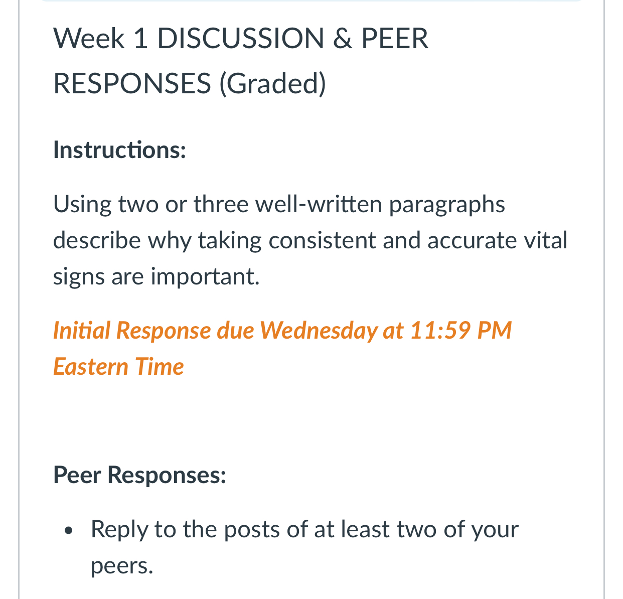 Solved Week 1 ﻿DISCUSSION & PEERRESPONSES | Chegg.com