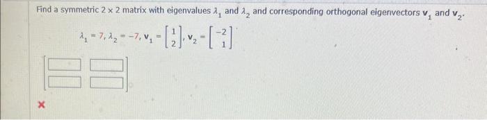 Solved Find a symmetric 2×2 matrix with eigenvalues λ1 and | Chegg.com