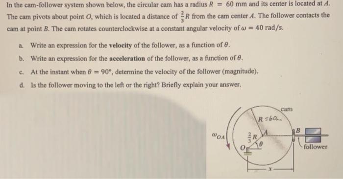 In the cam-follower system shown below, the circular | Chegg.com