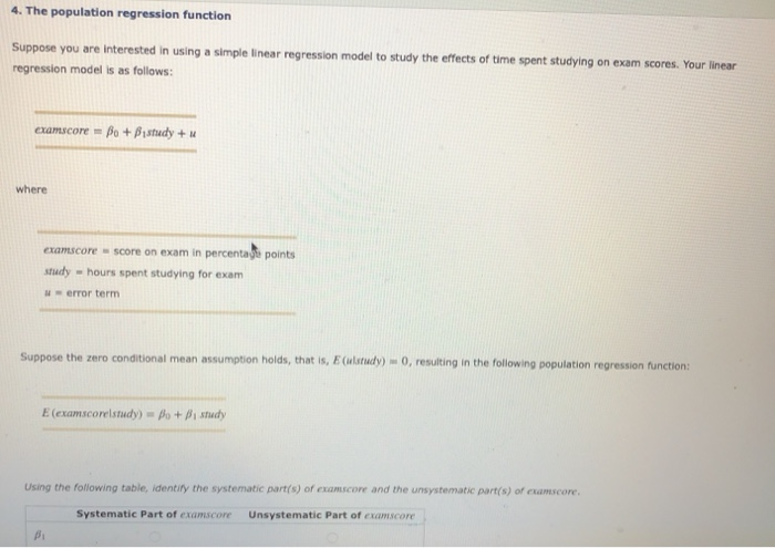 Solved 4 The Population Regression Function Suppose You Are