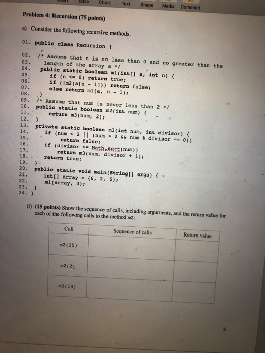 Solved hable Chart Text Shape Media Comment Problem 4: | Chegg.com