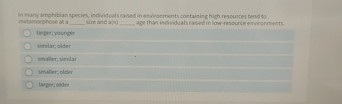 Solved In many amphibian species, individuals raised in | Chegg.com