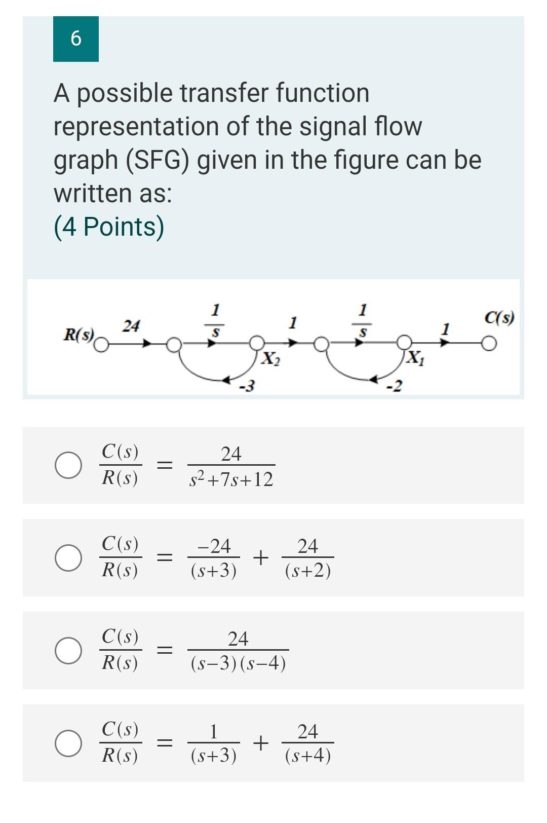 Solved 6 A possible transfer function representation of the | Chegg.com