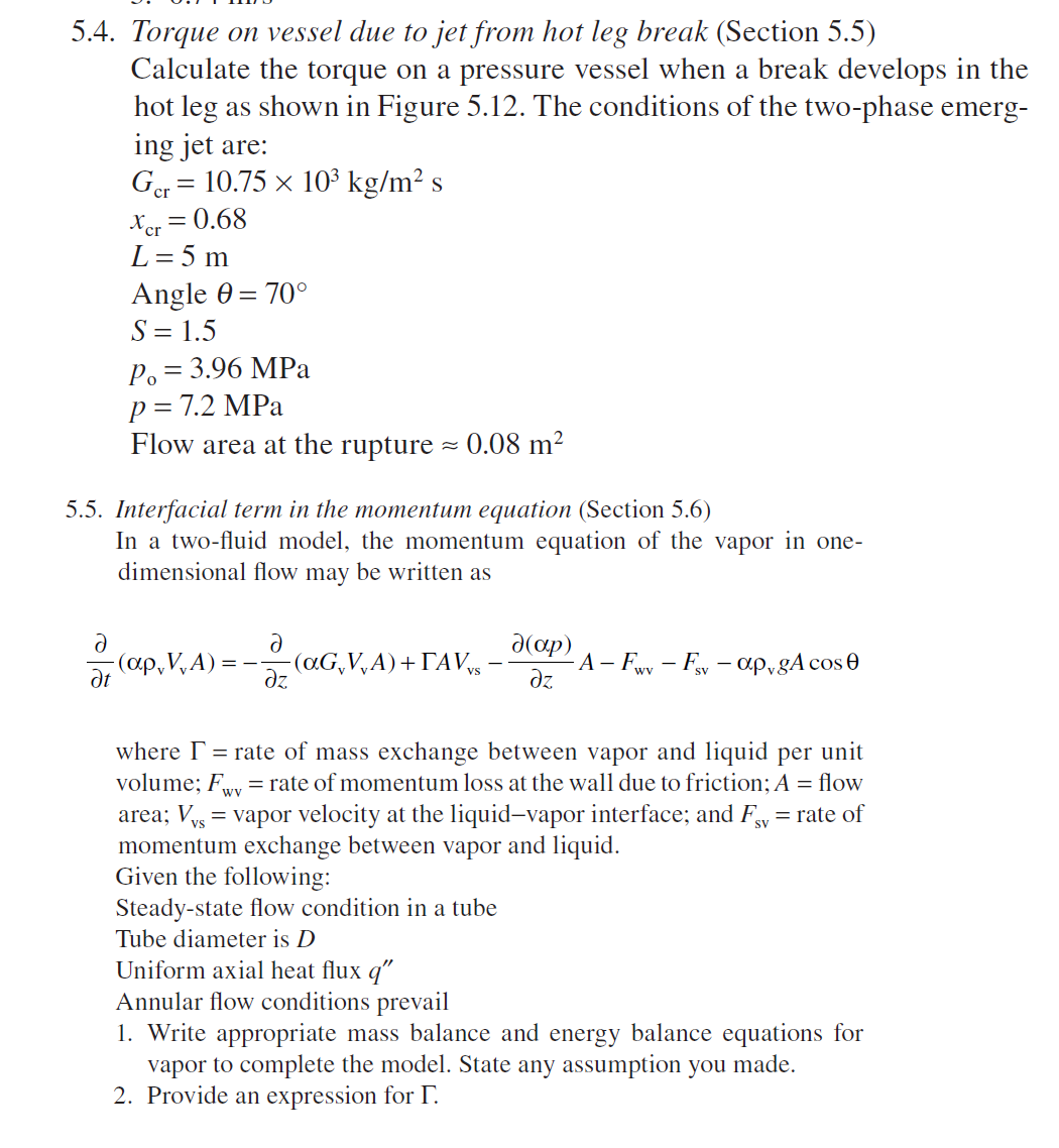 Solved 5.5. ﻿Interfacial term in the momentum equation | Chegg.com