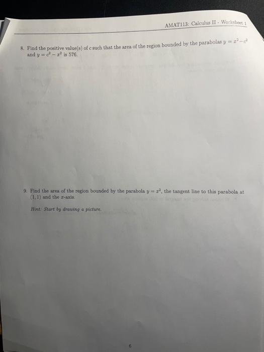 Solved 8. Find the positive value(s) of c such that the area | Chegg.com