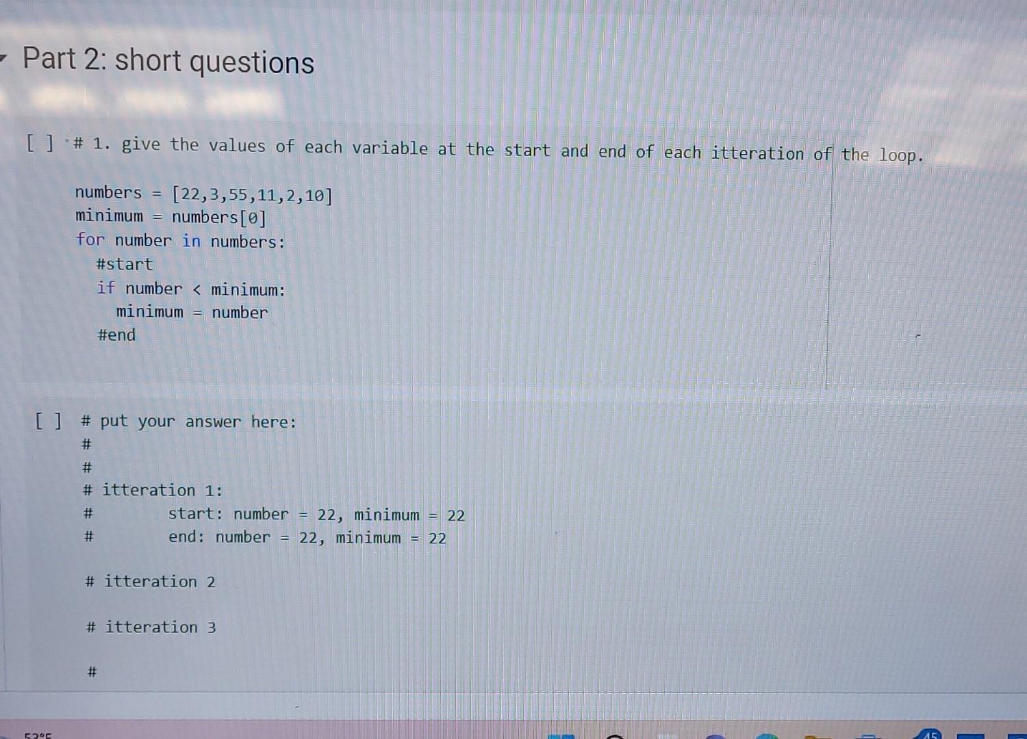 Solved Part 1: Solve for X, Y, and Z [] a= ['hello', [1,2, | Chegg.com