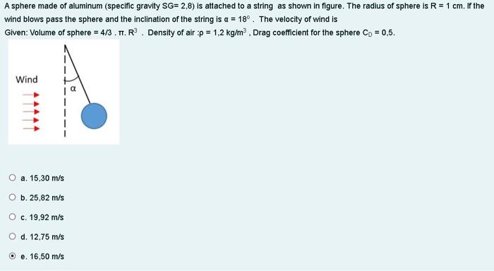 Solved A sphere made of aluminum (specific gravity SG= 2,8) | Chegg.com
