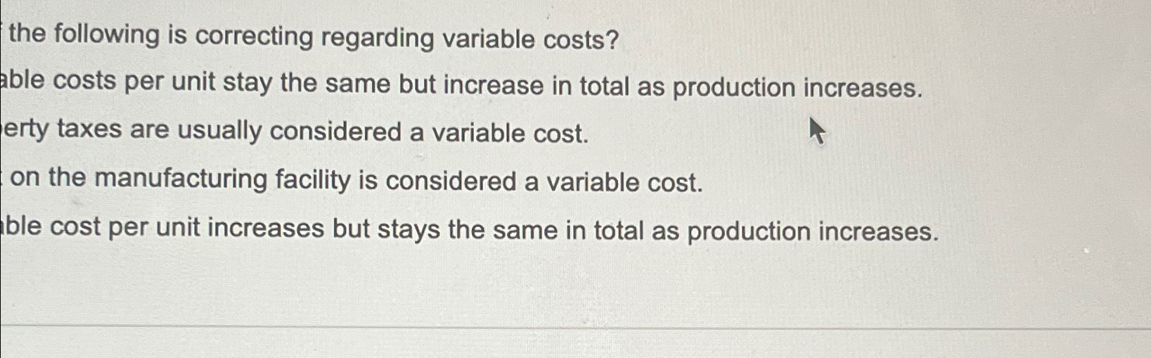 Solved the following is correcting regarding variable | Chegg.com