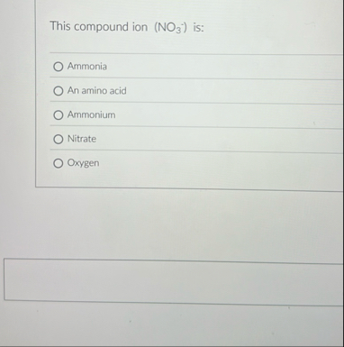 Solved This compound ion (NO3-)is:AmmoniaAn amino | Chegg.com