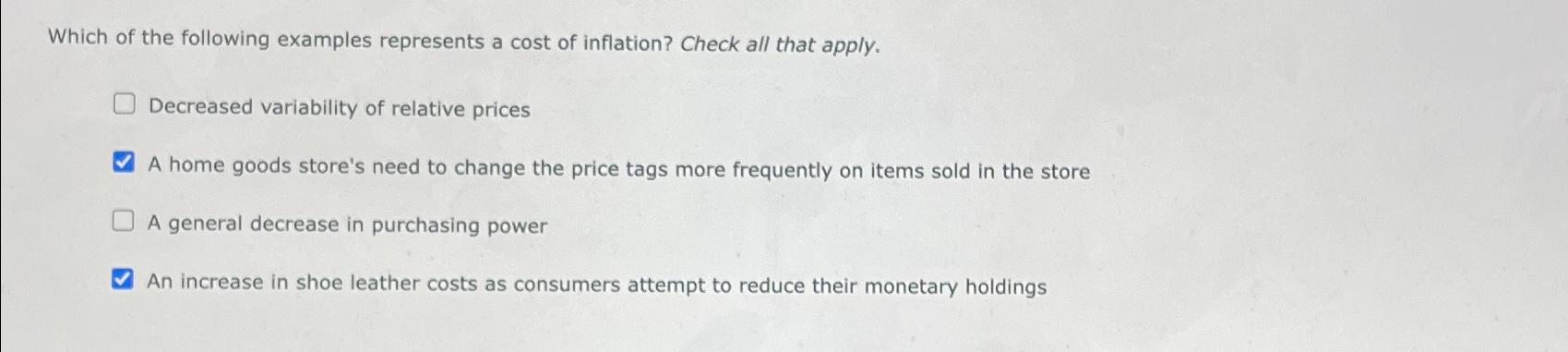 Solved Which of the following examples represents a cost of | Chegg.com
