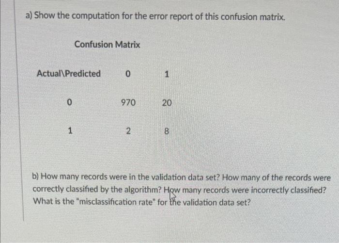 Solved a) Show the computation for the error report of this | Chegg.com
