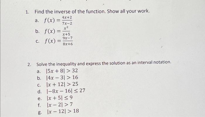 Solved this is only a review sheet!!!!!..... please show all | Chegg.com
