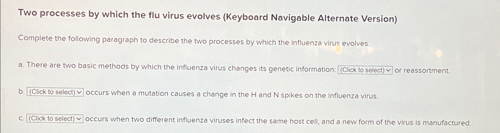 Solved Two processes by which the flu virus evolves | Chegg.com