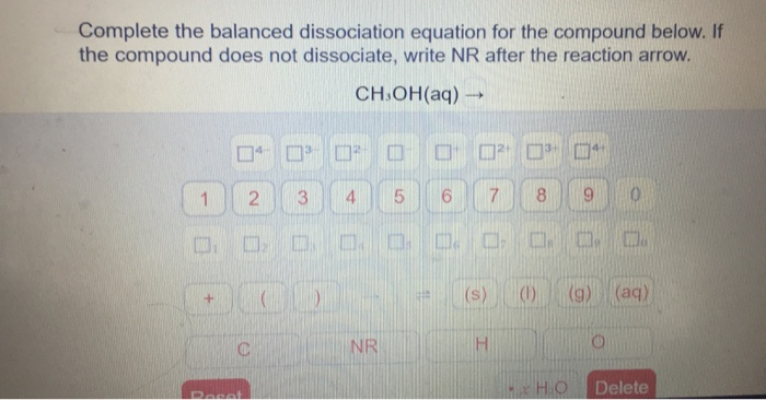 Solved Complete the balanced dissociation equation for the | Chegg.com