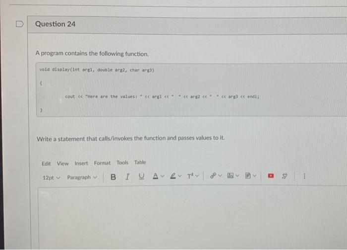 Solved Question 24 A program contains the following | Chegg.com