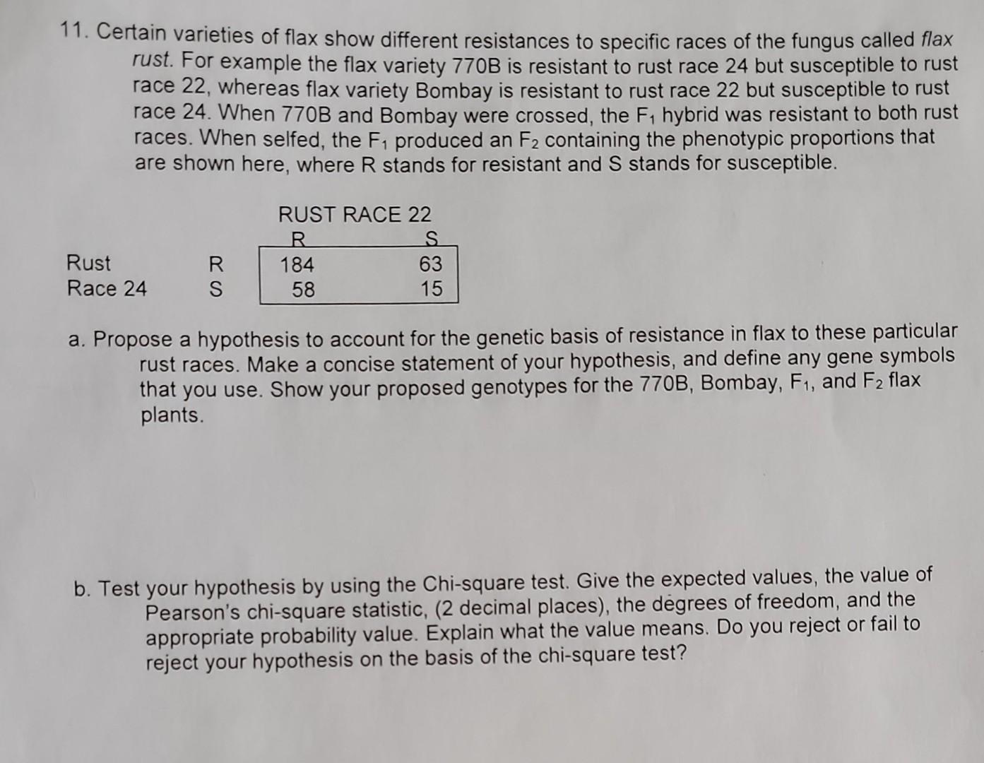 Solved 11. Certain varieties of flax show different | Chegg.com