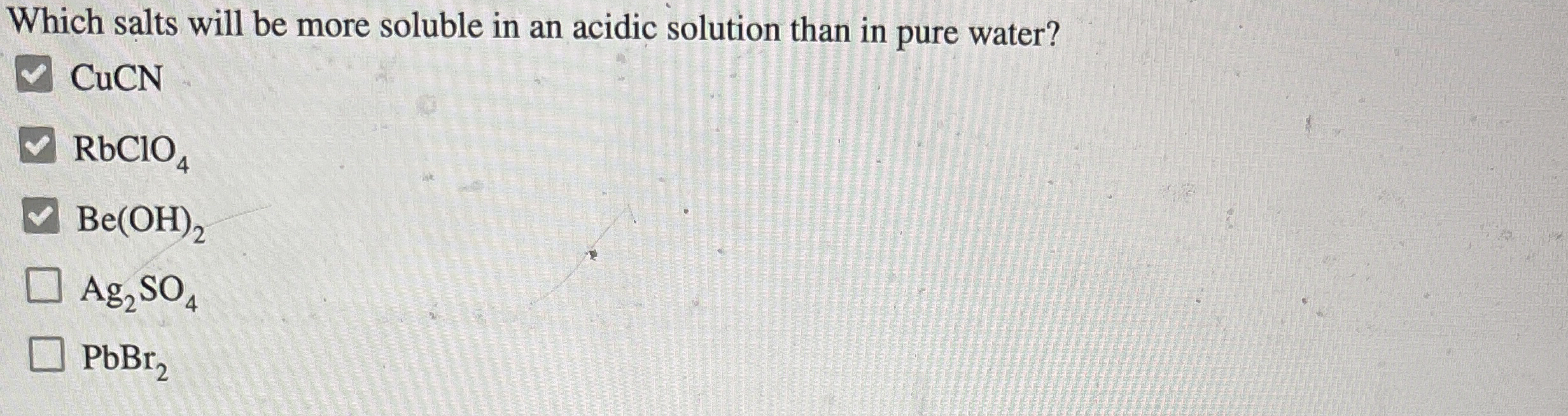 Solved Which salts will be more soluble in an acidic | Chegg.com