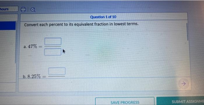 Solved Convert each percent to its equivalent fraction in | Chegg.com