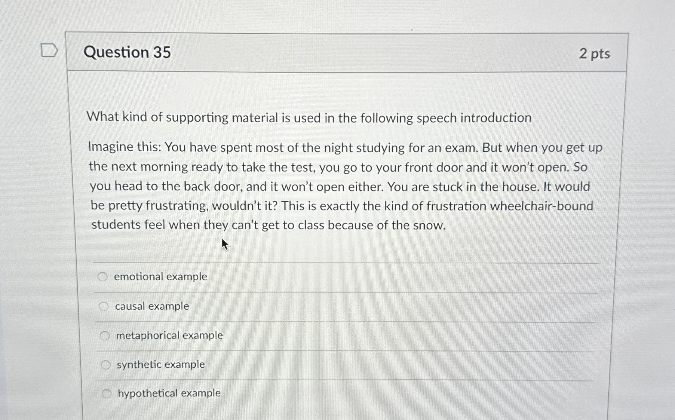 Solved Question 352 ﻿ptsWhat kind of supporting material is | Chegg.com