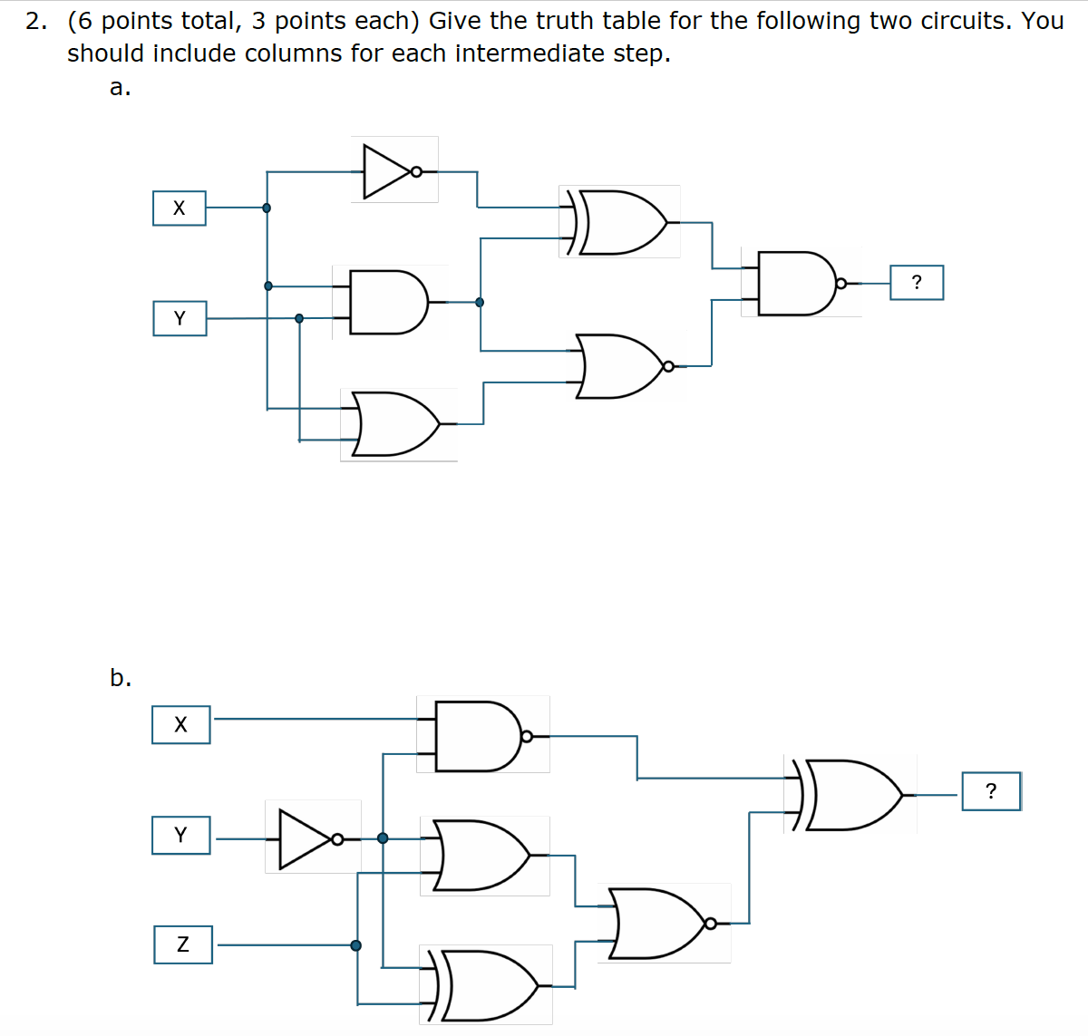Solved (6 ﻿points total, 3 ﻿points each) ﻿Give the truth | Chegg.com