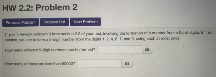 Solved HW 2.2: Problem 2 . Previous Problem Problem List | Chegg.com