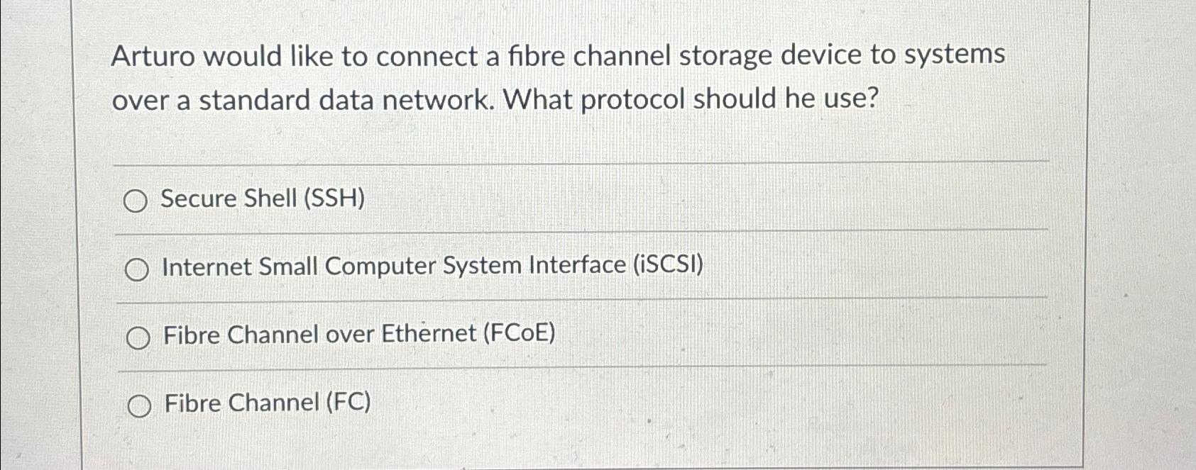 Solved Arturo would like to connect a fibre channel storage | Chegg.com