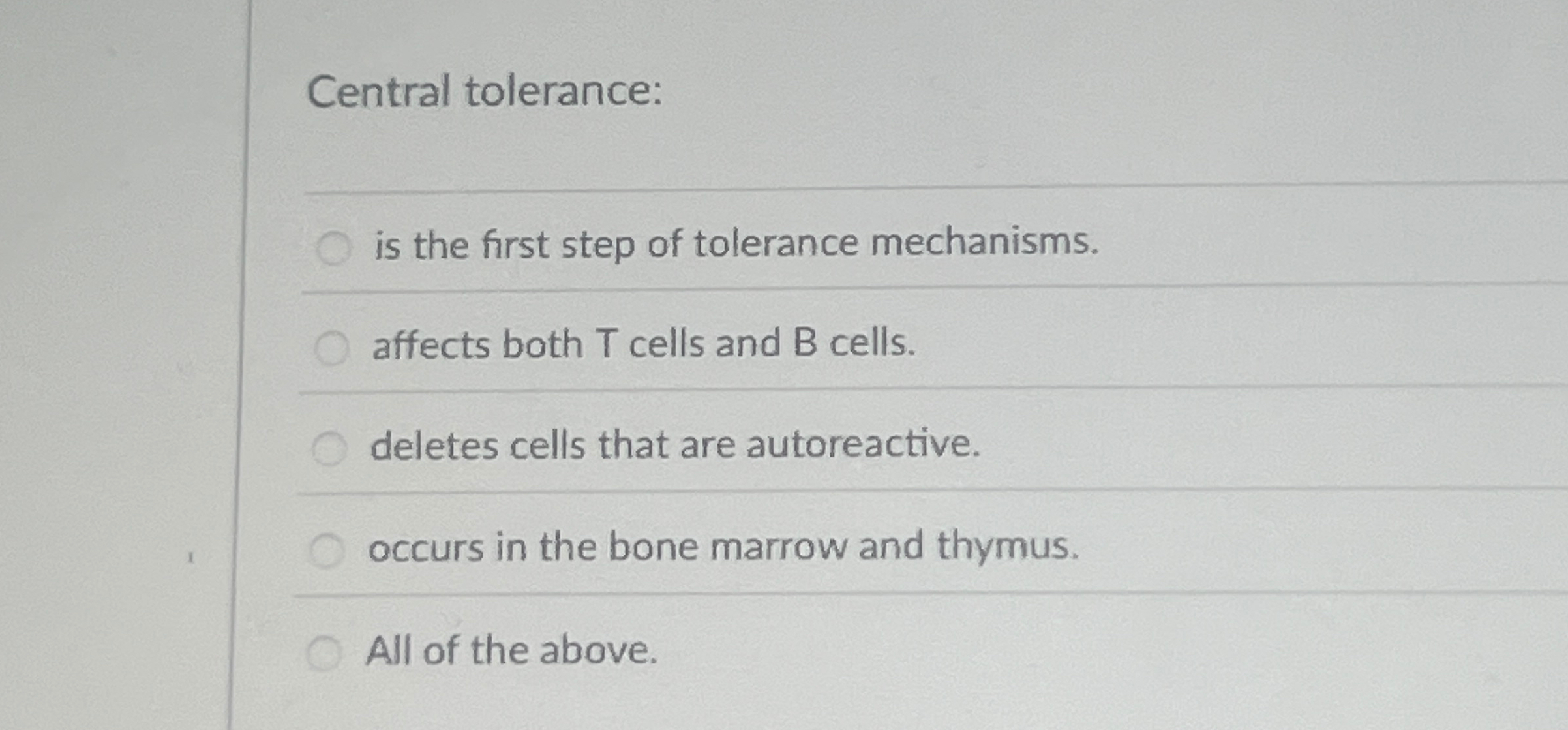 Solved Central tolerance:is the first step of tolerance | Chegg.com