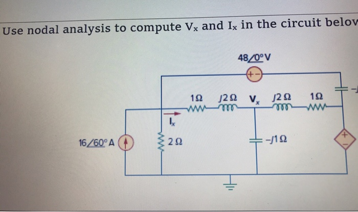 Solved Use nodal analysis to compute Vx and Ix in the | Chegg.com
