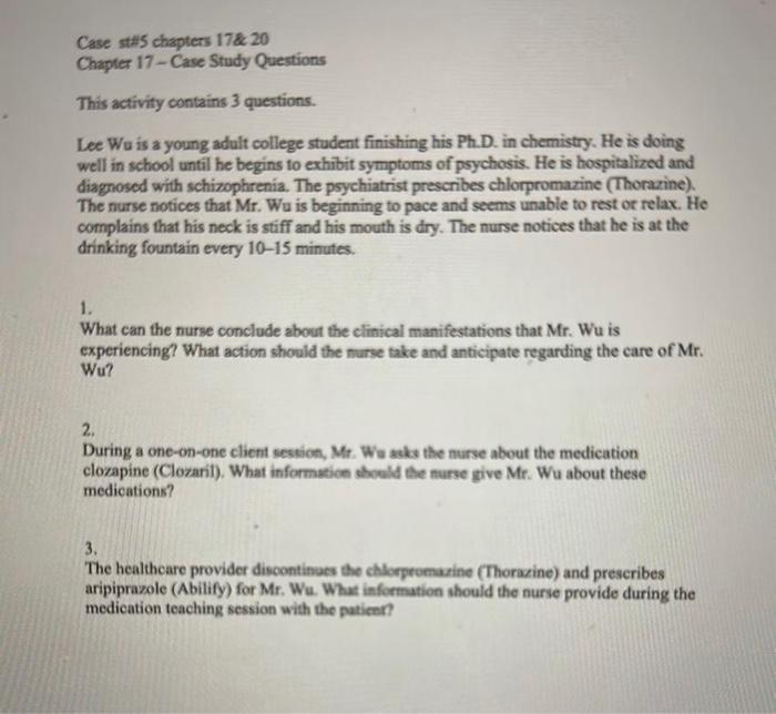 Solved Case stA5 chapters 17\& 20 Chapter 17 - Case Study | Chegg.com