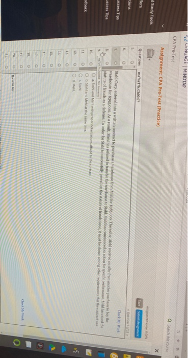 Assignment Score: 0.00% Questions Save ma7s | Chegg.com