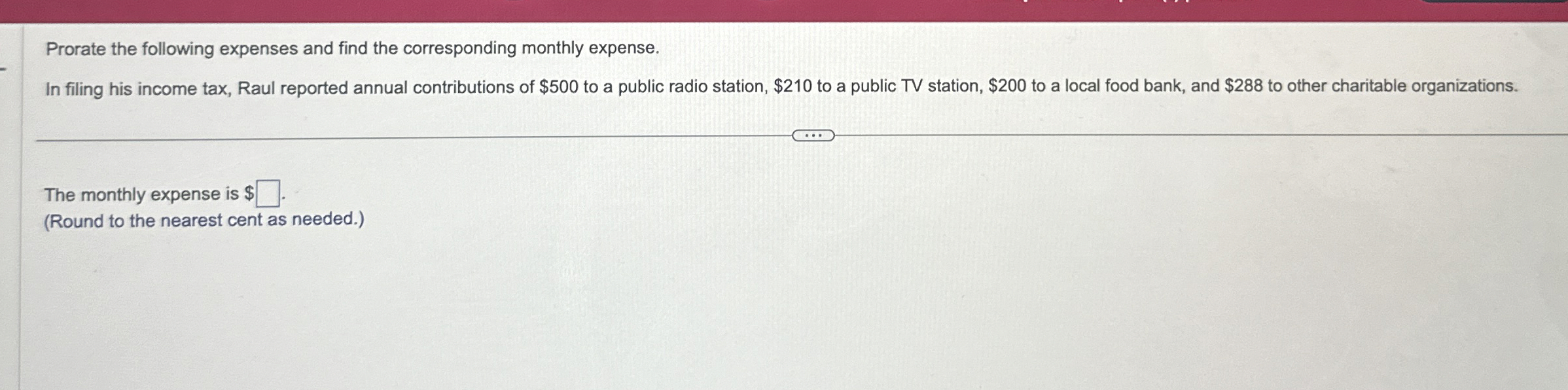 Solved Prorate the following expenses and find the | Chegg.com