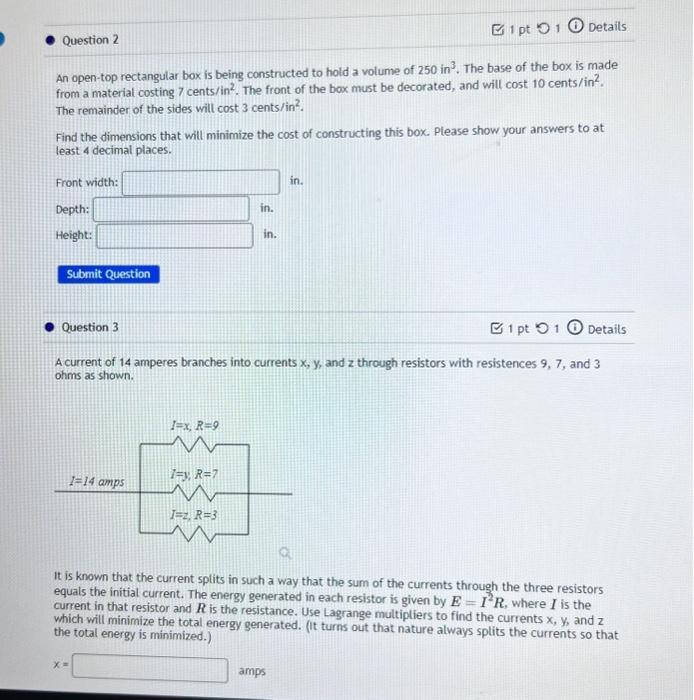 Solved An open-top rectangular box is being constructed to | Chegg.com