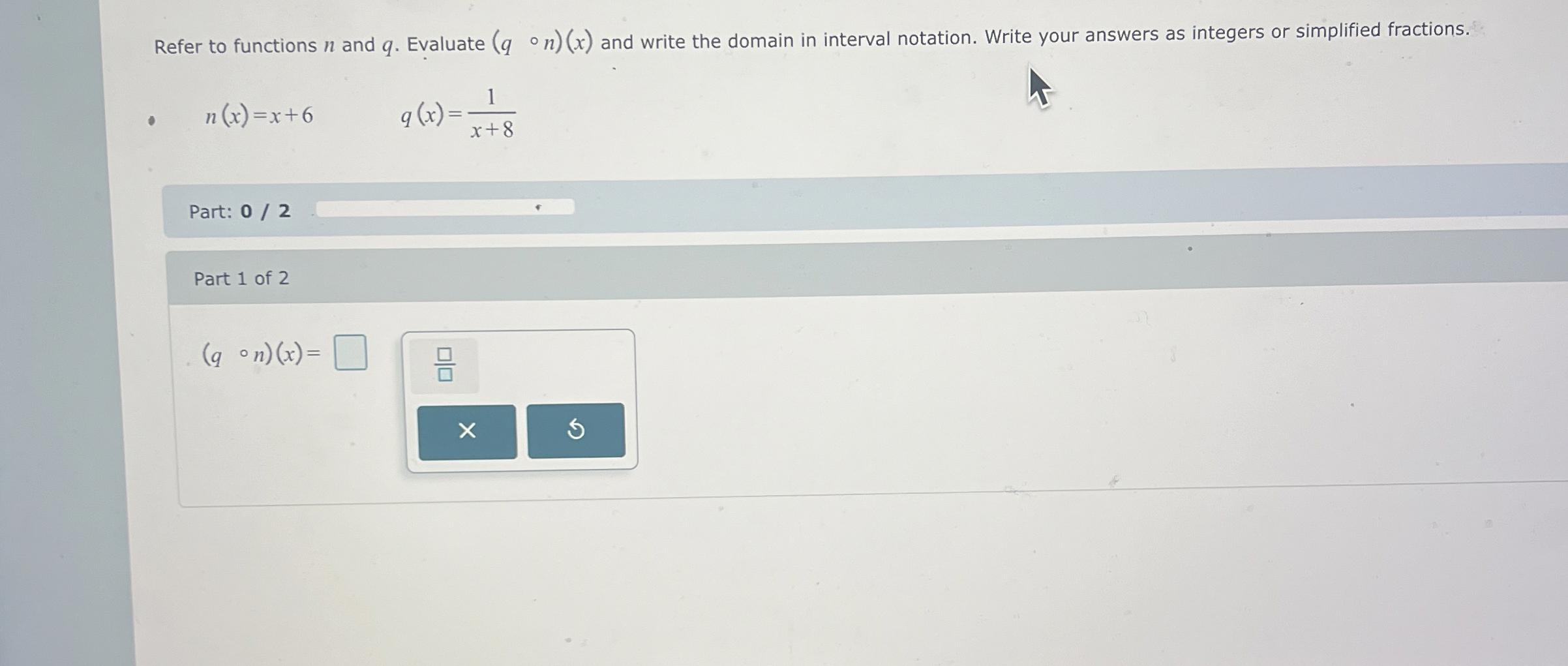 Solved Refer to functions n ﻿and q. ﻿Evaluate (q@n)(x) ﻿and | Chegg.com
