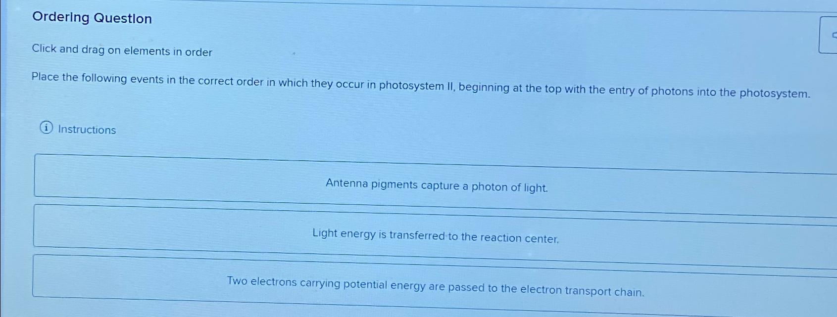 Solved Ordering QuestionClick and drag on elements in | Chegg.com