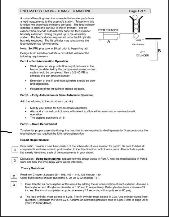 Solved PNEUMATICS LAB \#4 - TRANSFER MACHINE A material | Chegg.com
